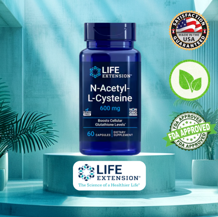 LIFE EXTENSION®N-Acetyl-L-Cysteine 600mg 60CAPSULES Boosts Cellular ...