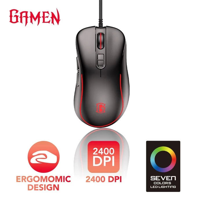 MOUSE GAMEN GM1000 USB WIRED 2400DPI GAMING MOUSE MACRO FPS ROLE RGB ...