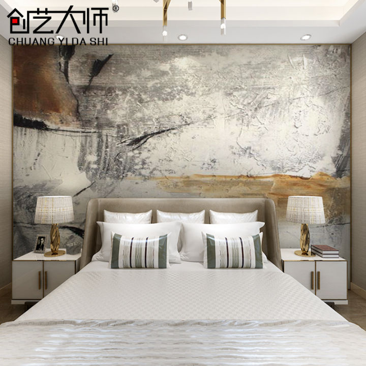 Nordic abstract retro oil painting wallpaper living room TV background ...