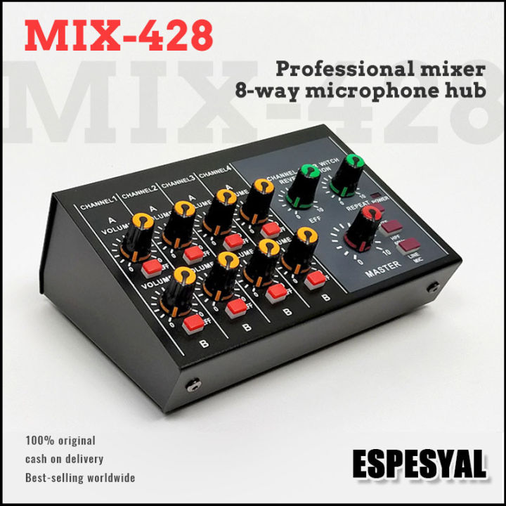 MIX428 Mixer 8 Channel Audio Mixer Reverberator Mixer Small Instrument ...