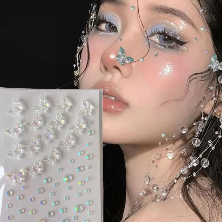 Colorful Butterfly Crystal Patch 3D Face Paste Stage Makeup Acrylic ...