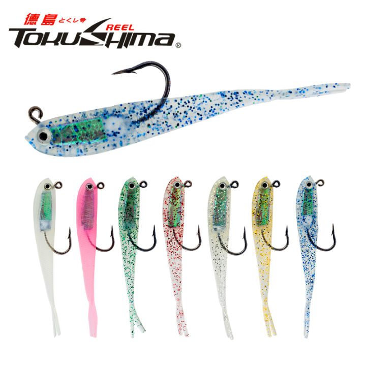 1Pcs Soft Plastic Lure 7cm/6g Split Tail Lead Fish Swimbaits With Hooks ...