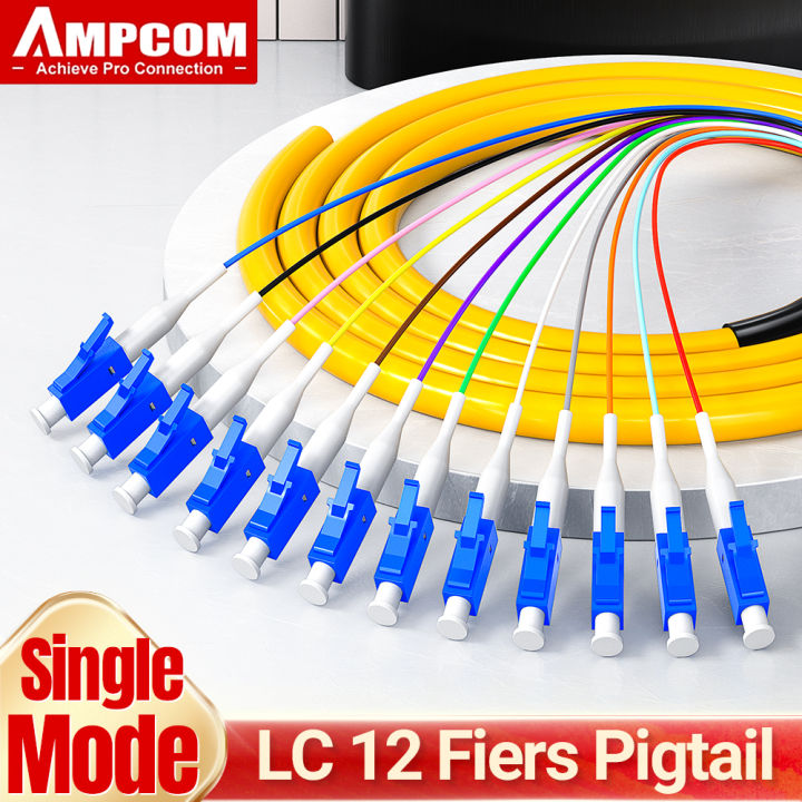 AMPCOM Professional Grade 12-Core Single Mode LC Ribbon Fiber Optic ...