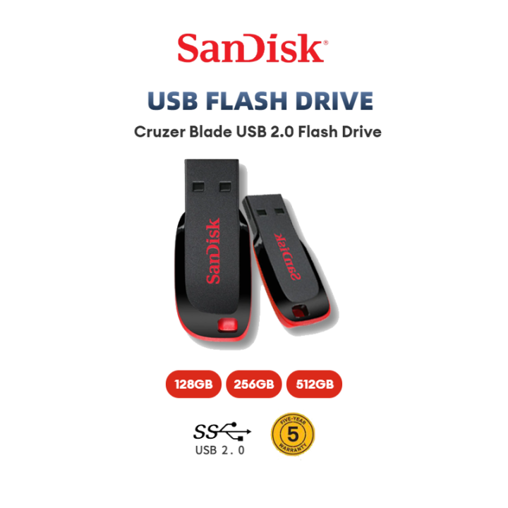 SanDisk Cruzer Blade 128GB 256GB 512GB USB 2.0 Flash Drive | SanDisk ...