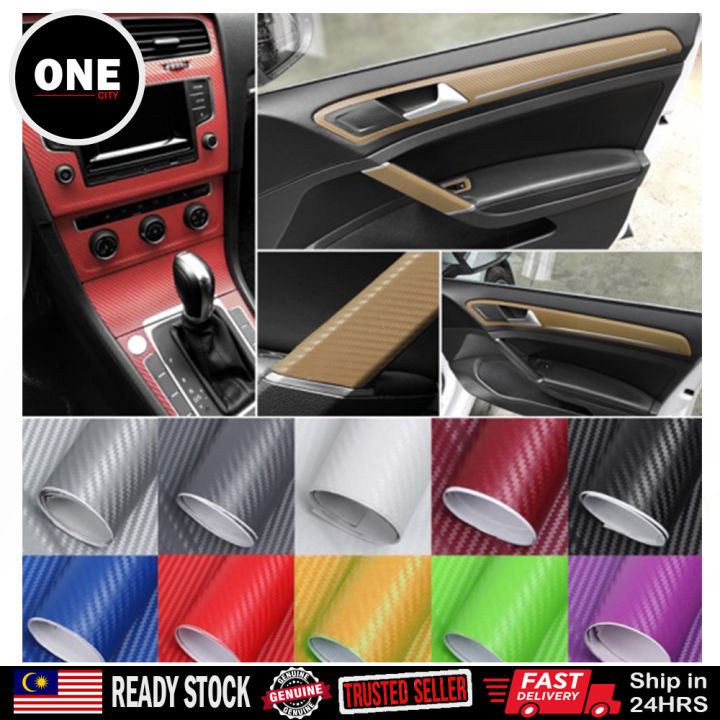 🥨* 30x127cm 3D Carbon Fiber Vinyl Wrap Film Stickers Decals Car Styling ...