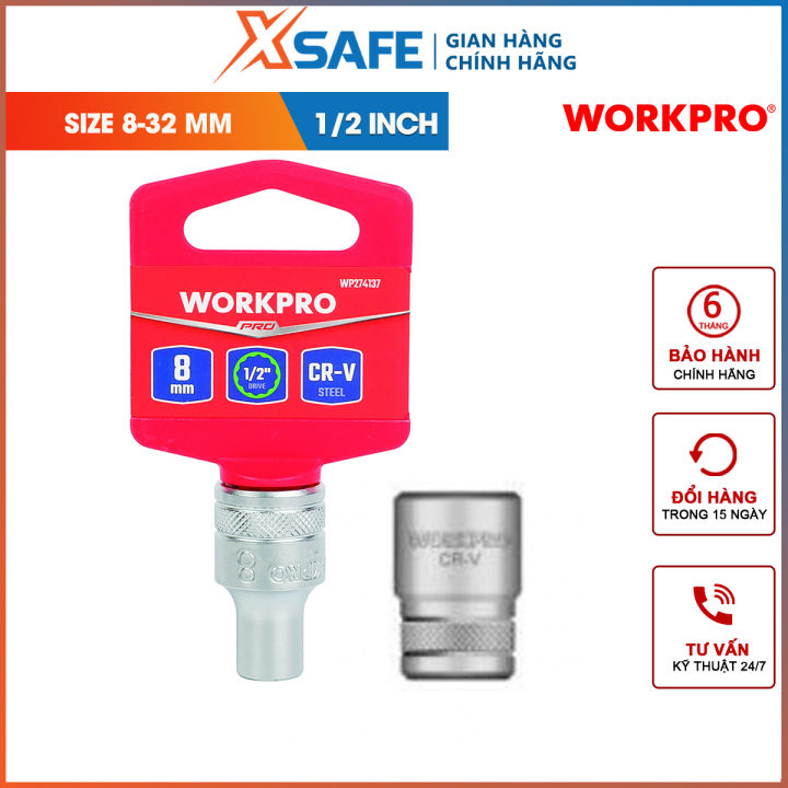 Đầu tuýp có đầu vuông 1/2 inch và đầu lục giác 12 cạnh size 8-32mm Workpro | Lazada.vn