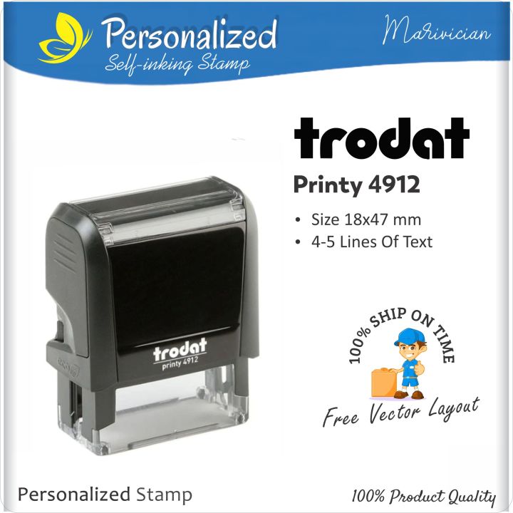 Trodat 4912 Personalized Stamp 18x47 mm Self-inking Custom Rubber ...
