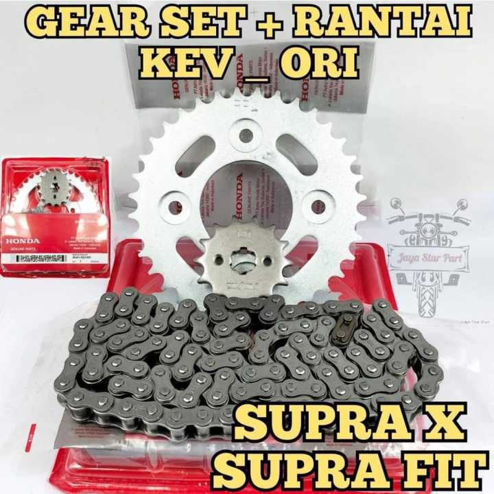 ORI GEAR SET SUPRA X SUPRA FIT GIR RANTAI KEV HONDA AHM SUPRA 100 GER SET PAKET RANTAI DEPAN ...