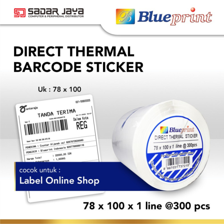 Direct Thermal Sticker Label 78 x 100mm Blueprint Label Barcode Online ...