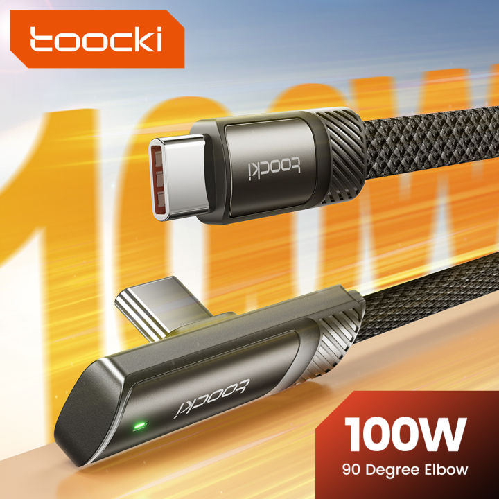 Toocki USB C To Type-C Super Fast Charge 100W 90 Degree Elbow Game Nylon Braided Data Cable ...