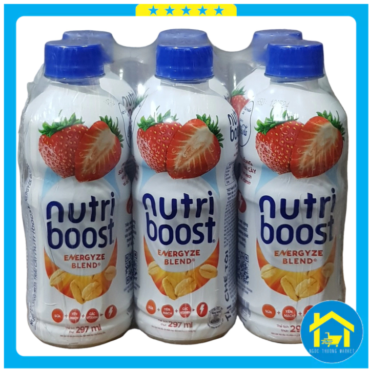 Sữa trái cây Nutriboost hương dâu - Lốc 6 chai 297ml | Lazada.vn