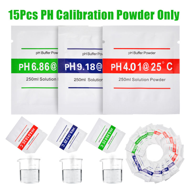 15PCs PH Buffer Powder Measure Calibration Solution PH4.01 6.86 9.18 ...