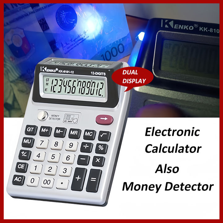 12 Digit Electronic Calculator Dual Display with Money Detector Desktop ...