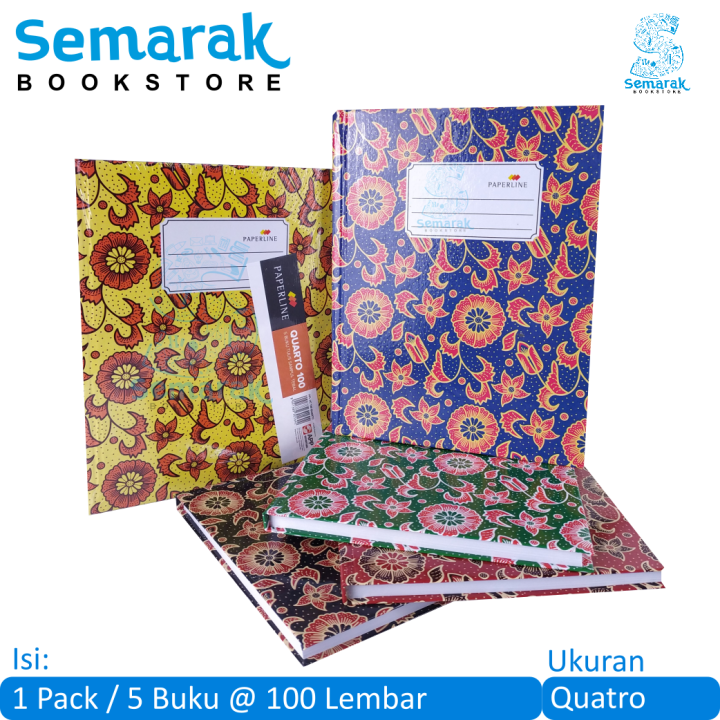 Paperline Hard Cover Buku Tulis Sampul Tebal Quarto [1 Pack 5 Buku