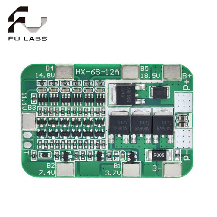 6S 15A 24V PCB BMS Protection Board For 6 Pack 18650 Li-ion Lithium ...