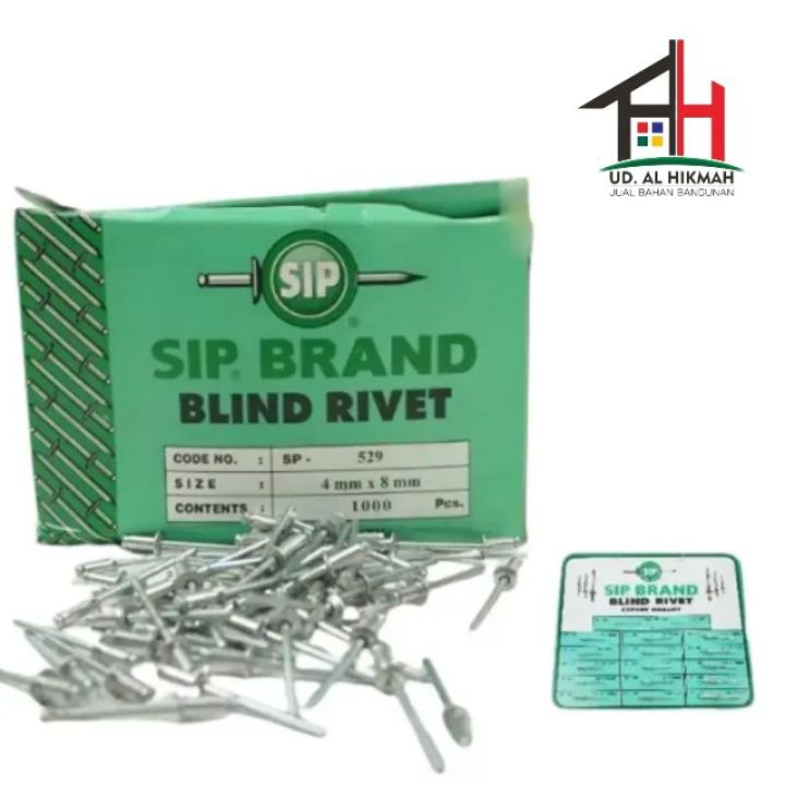 Blind Rivet / Paku Rivet SIP 529 ukuran 4MM x 8MM / Aluminium DUS 1000 ...