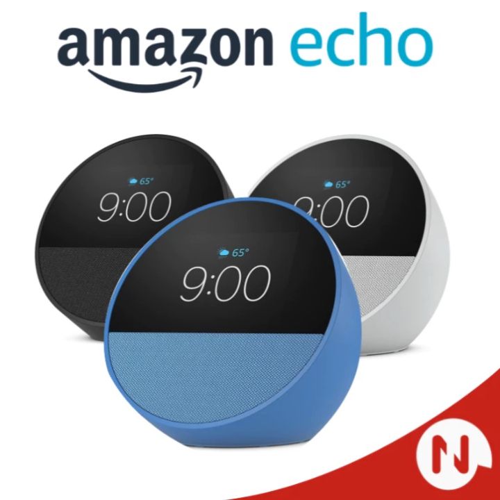 All-new Amazon Echo Spot (2024 release), Smart alarm clock with vibrant sound + Alexa | Lazada