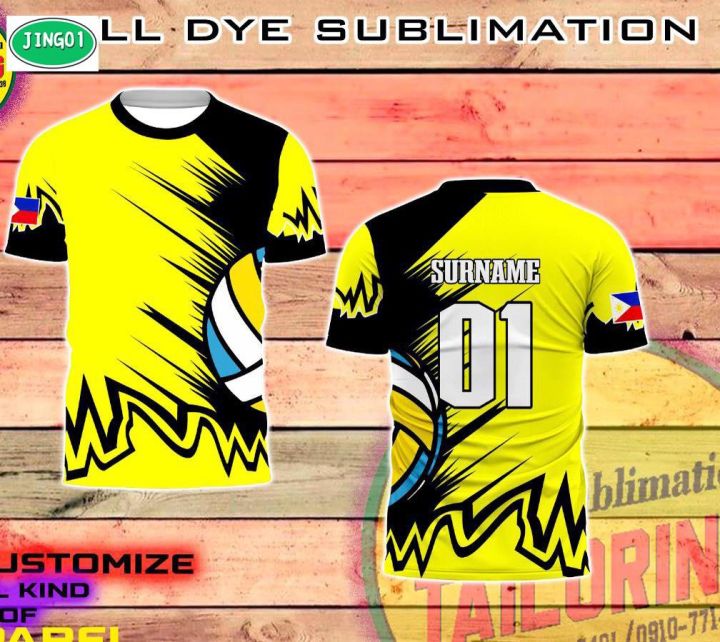 （JING) 【Free Custom Name & Number】Volleyball Sublimation T shirt [NEW] VOLLEYBALL FULLY ...