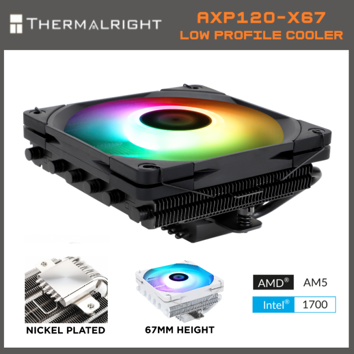 Thermalright AXP120-X67 Black / White ARGB Low Profile CPU Air Cooler ...