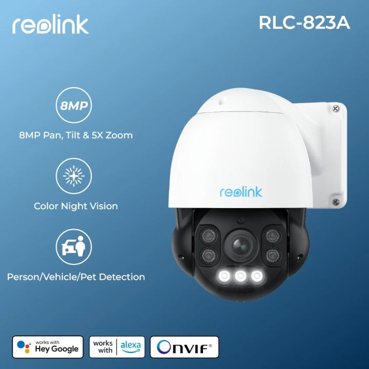 Reolink RLC-823A 5X 4K PTZ Outdoor Camera | PoE IP Home Security Surveillance | 5X Optical Zoom ...