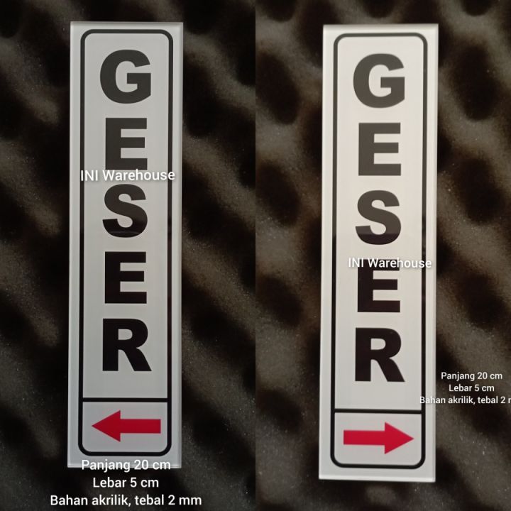 Acrylic Sign Signage GESER KIRI KANAN Rambu Simbol Akrilik 5 x 20 cm ...