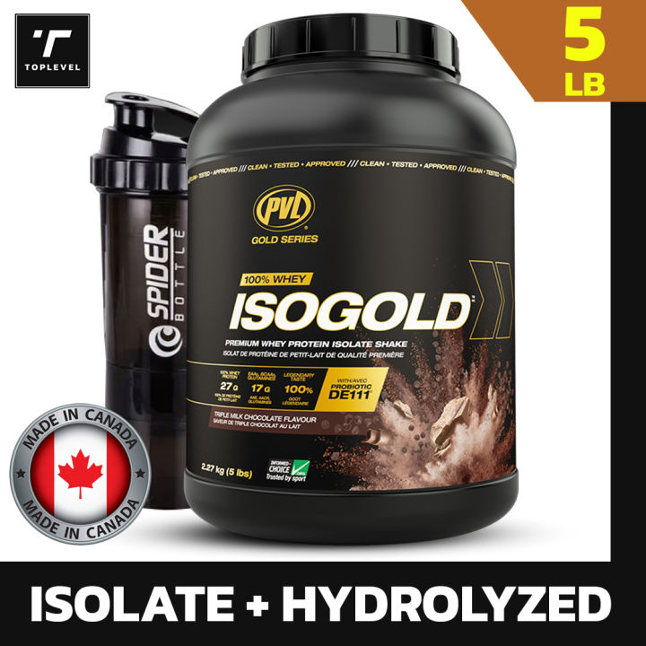 PVL Iso Gold Whey 100% Premium Whey Protein Isolate+Hydrolyzed - 5 Lbs ...