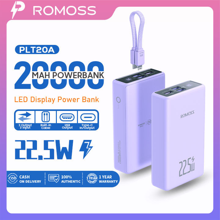 Romoss PLT20A 20000mAh Powerbank PD20W/22.5W QC3.0 PD3.0 Two-way Fast ...