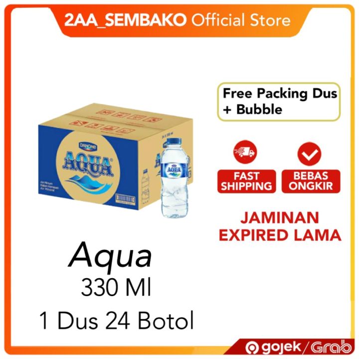 Aqua Botol Kecil Mini 330 ML Air Mineral 1 Dus Isi 24 Pcs | Lazada ...