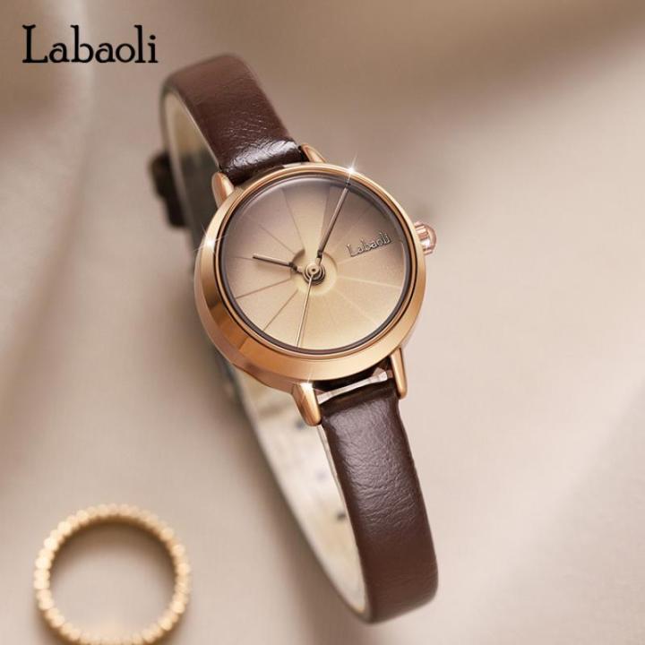 LABAOLI นาฬิกาผู้หญิงสายหนังหน้าปัดลายดอกกุหลาบสุดสร้างสรรค์นาฬิกาข้อมือสำหรับสุภาพสตรีคุณภาพสูง ...