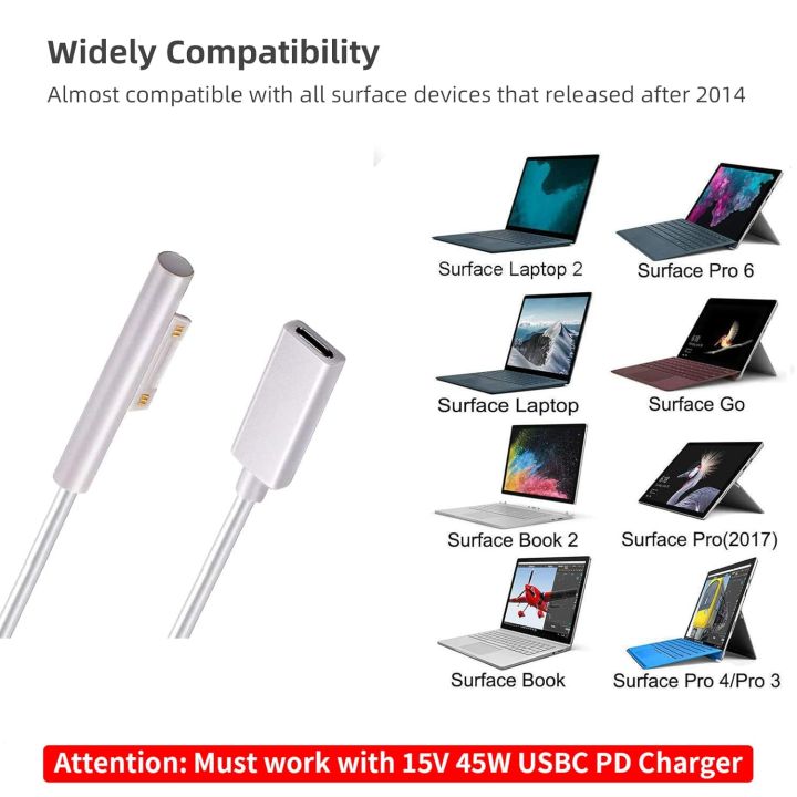 Surface Connect To USB-C สายชาร์จ Dongle,ต้องใช้45W 15V3A USBC Charger ...