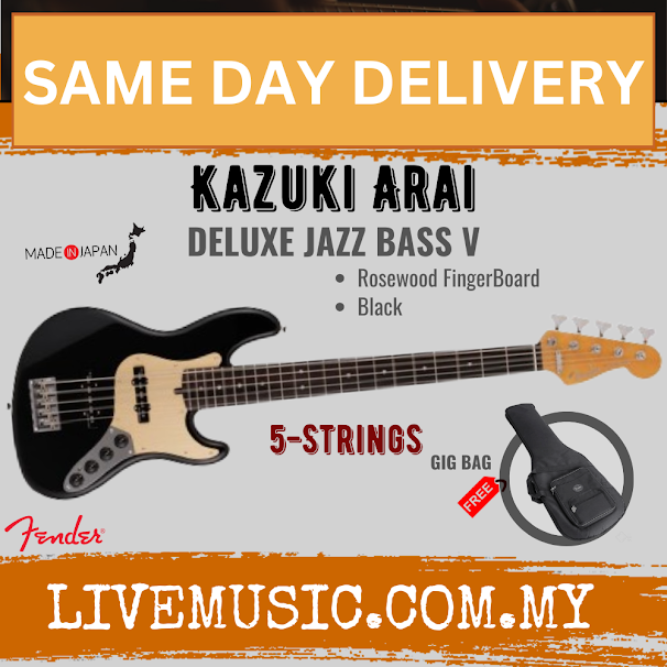 Fender Kazuki Arai Edition Deluxe Jazz Bass V, RW FB, Black | Lazada