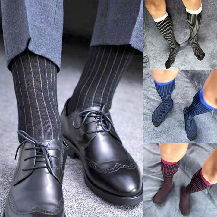 Men's Business Striped Thin Medium Length Formal Stockings | Lazada PH