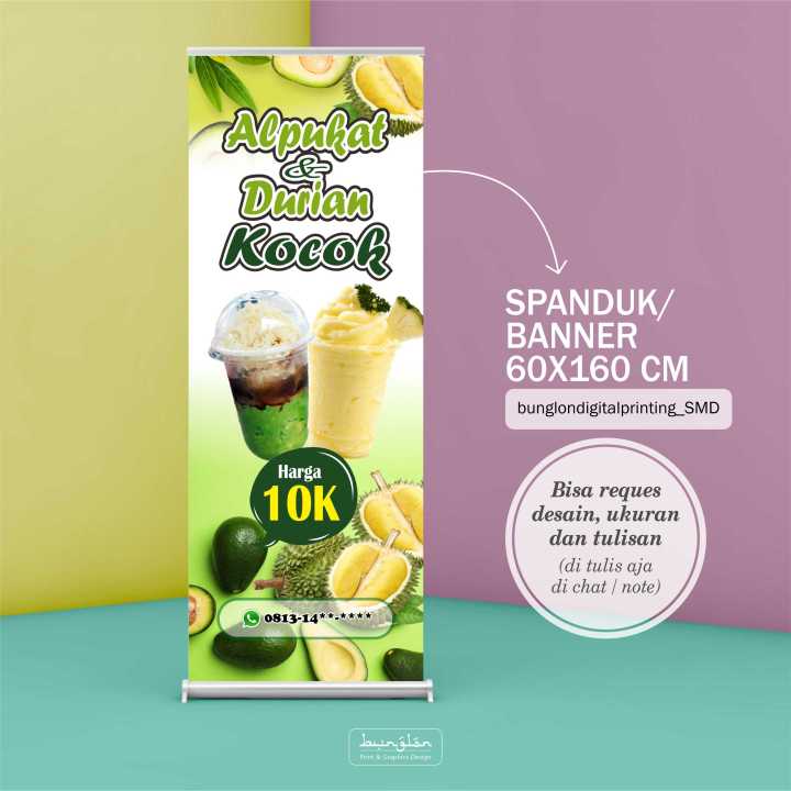 Size 60x160 Cm, Spanduk Banner Alpukat Kocok, Durian kocok, Minuman ...