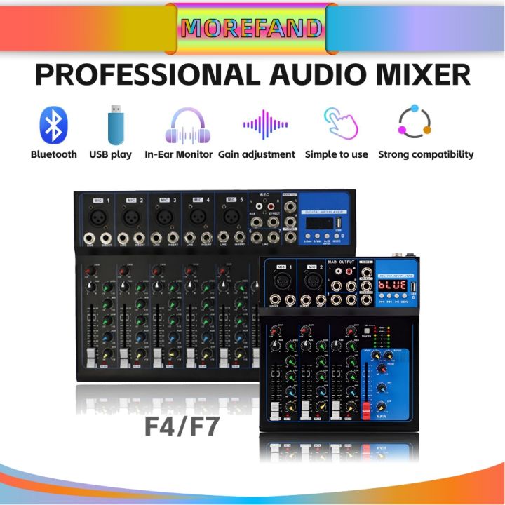 F7/F4 Channel Mixer-USB Professional Mixer Console Bluetooth Mixer ...