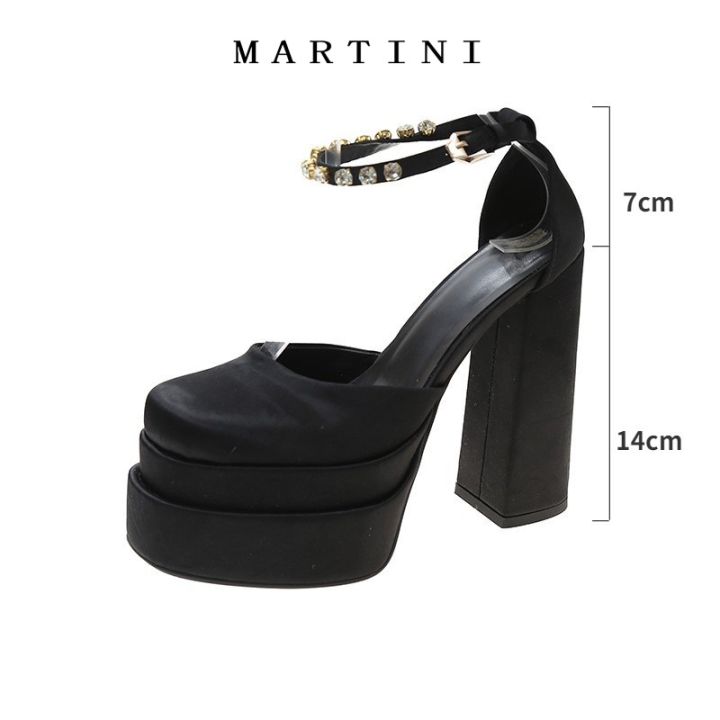 Martini Elegant Platform Round Toe Sexy Block Heels for Women Black 5 ...