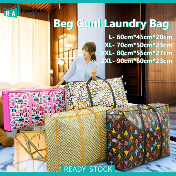 Beg Guni Laundry Bag Besar Berzip Tebal Waterproof Large Storage ...