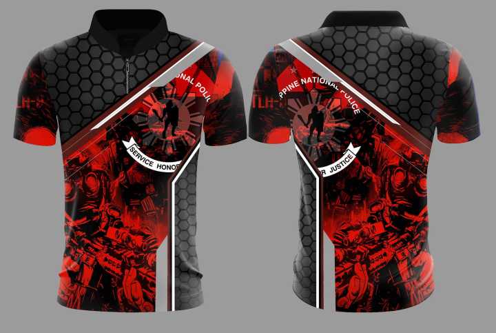 PNP RED JUSTICE Philippines Fully sublimated high quality polo SHIRT XS ...