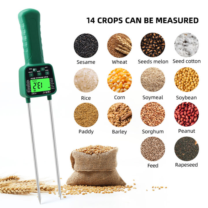 Fansline-Digital Cereal Hygrometer 14 Kinds Grain Moisture Meter Voice ...
