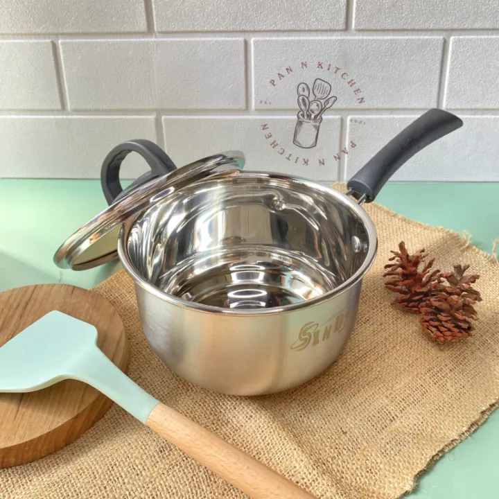 Panci Susu Mie 18 cm Tutup Kaca TEBAL/ Milk Pot Stainless Steel Tutup ...