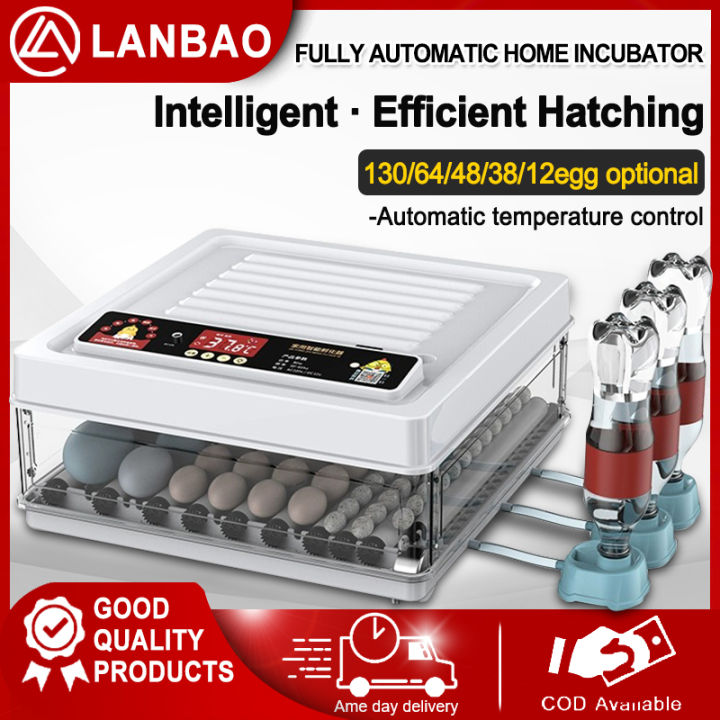 220V/12V Egg Incubator 12/24/38/48/64/130 Eggs Fully Automatic Egg Incubator Intelligent Digital ...