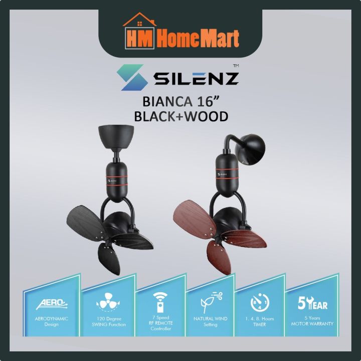 (FREE GIFT) SILENZ BIANCA 16" DC Motor Remote Corner Wall Fan (Wood ...
