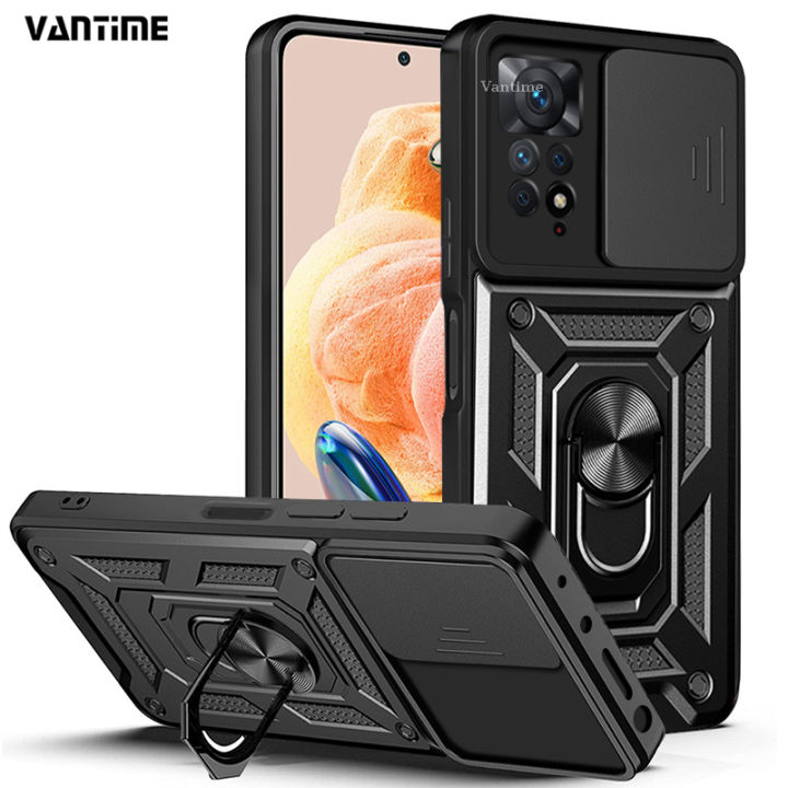 Vantime for Xiaomi Redmi Note 11 Pro 4G 5G Phone Case Slide Camera Cover Kickstand Hard ...
