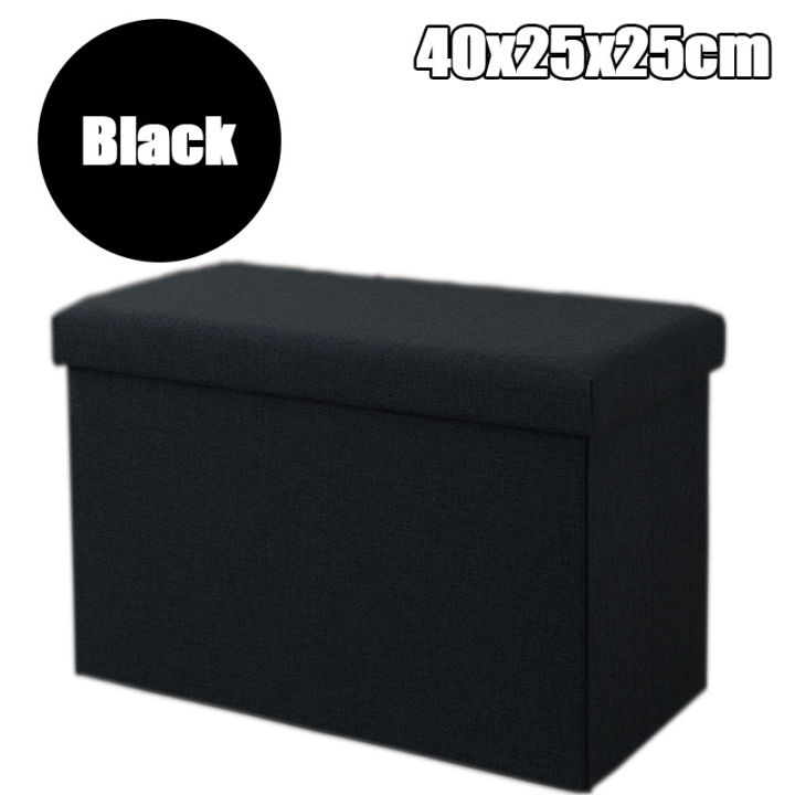 Linen Fabric Storage Box 2 in 1 Sofa Stool Cotton Foldable Shoe Bench ...