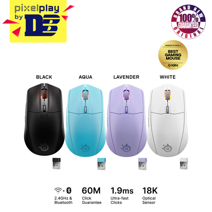 SteelSeries Rival 3 Wireless Gen 2 TrueMove Air Sensor Gaming Mouse ...