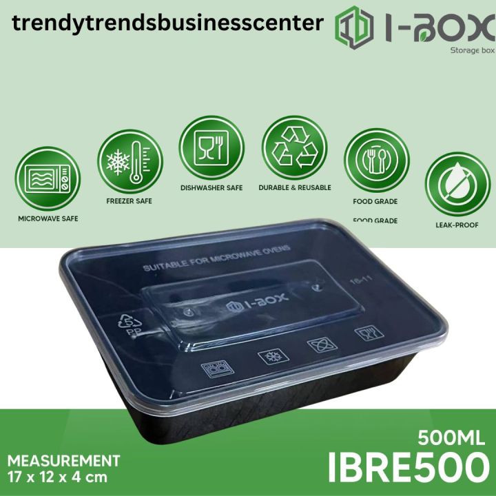 [10 PCS] IBOX RE750/ 750ML RECTANGULAR SERIES BLACK CONTAINER FOOD ...