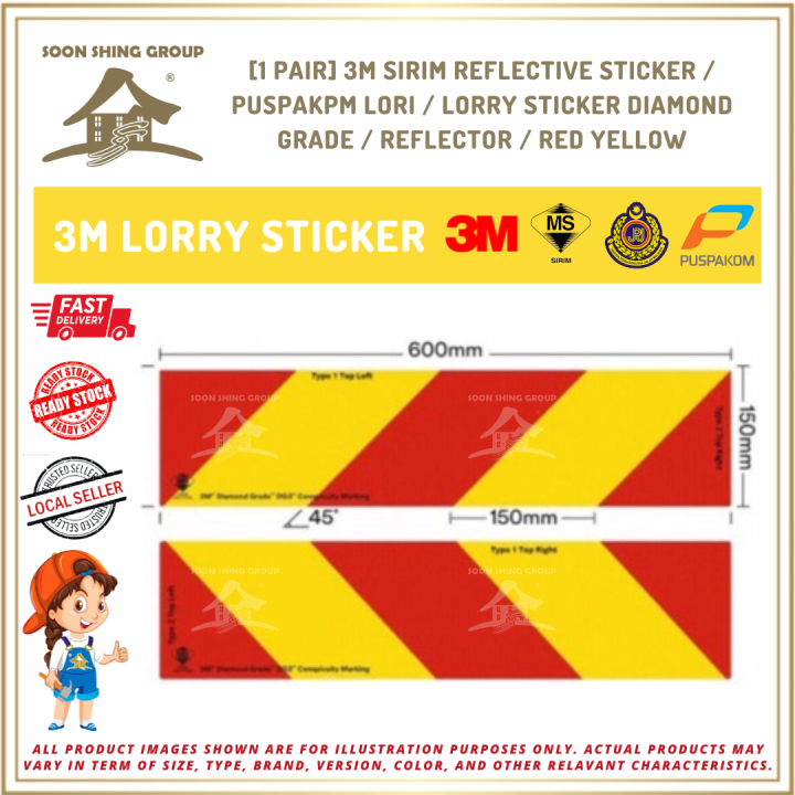 [1 PAIR] 3M SIRIM REFLECTIVE STICKER / PUSPAKPM LORI / LORRY STICKER ...
