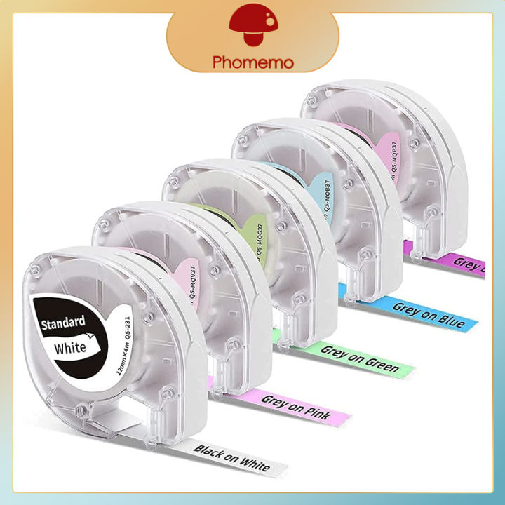 phomemo Plastic Labels Maker Tape/Refill 12mm x 4m Black on White Tapes ...