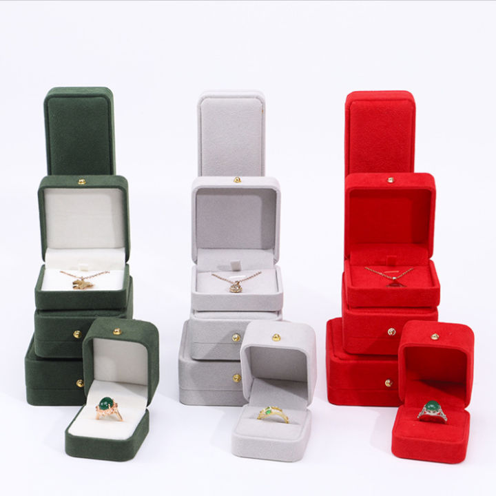 Gold Buckle Flannel Jewelry Box Ring Box Jewelry Pendant Necklace Box ...