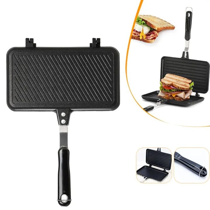 【Online】 Non- Grill Sandwich Panini Maker Pan With Handle Stove Toasted ...