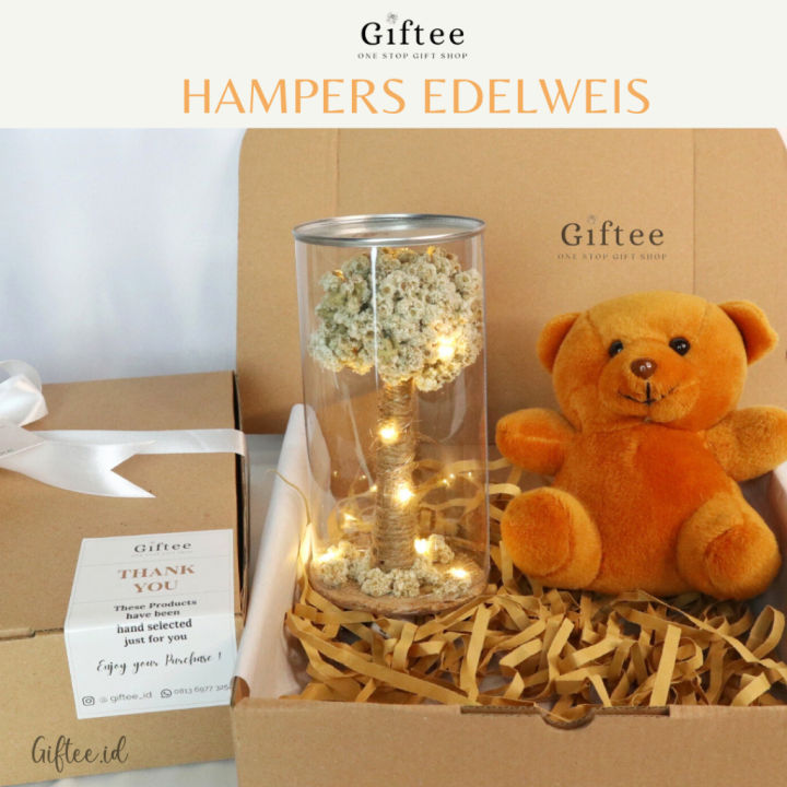HAMPERS GIFT SET EDELWEIS IN TUBE LED DRIED EDELWEISS FLOWER IN JAR ...